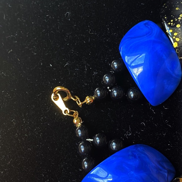 Vintage | Jewelry | Vtg Avon Color Impact Necklace Cobalt Blue Black | Poshmark